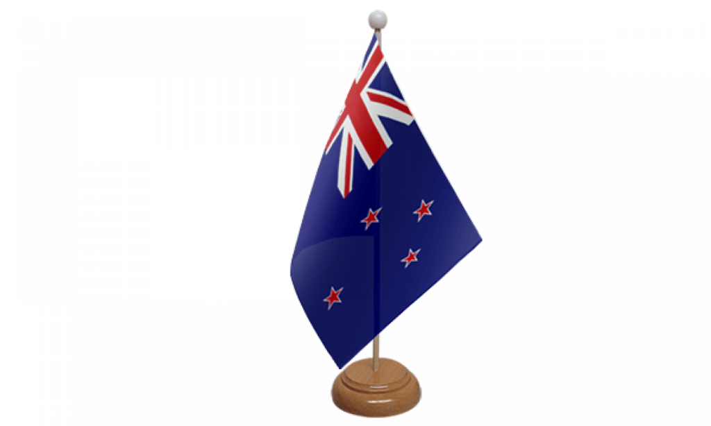 New Zealand Flag Desk Flag Wooden Base - Custom Flag Australia