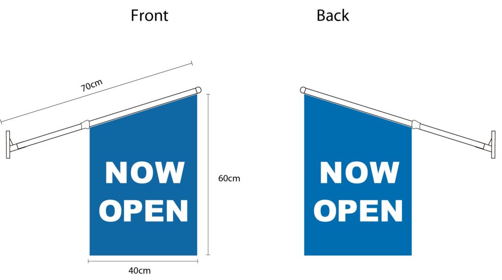 Blue Now Open Wall Flag - Custom Flag Australia